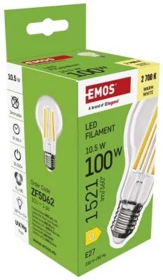 Emos lighting LED žárovka Filament A60 / E27 / 10,5 W (100 W) / 1521 lm / teplá bílá 1525743206