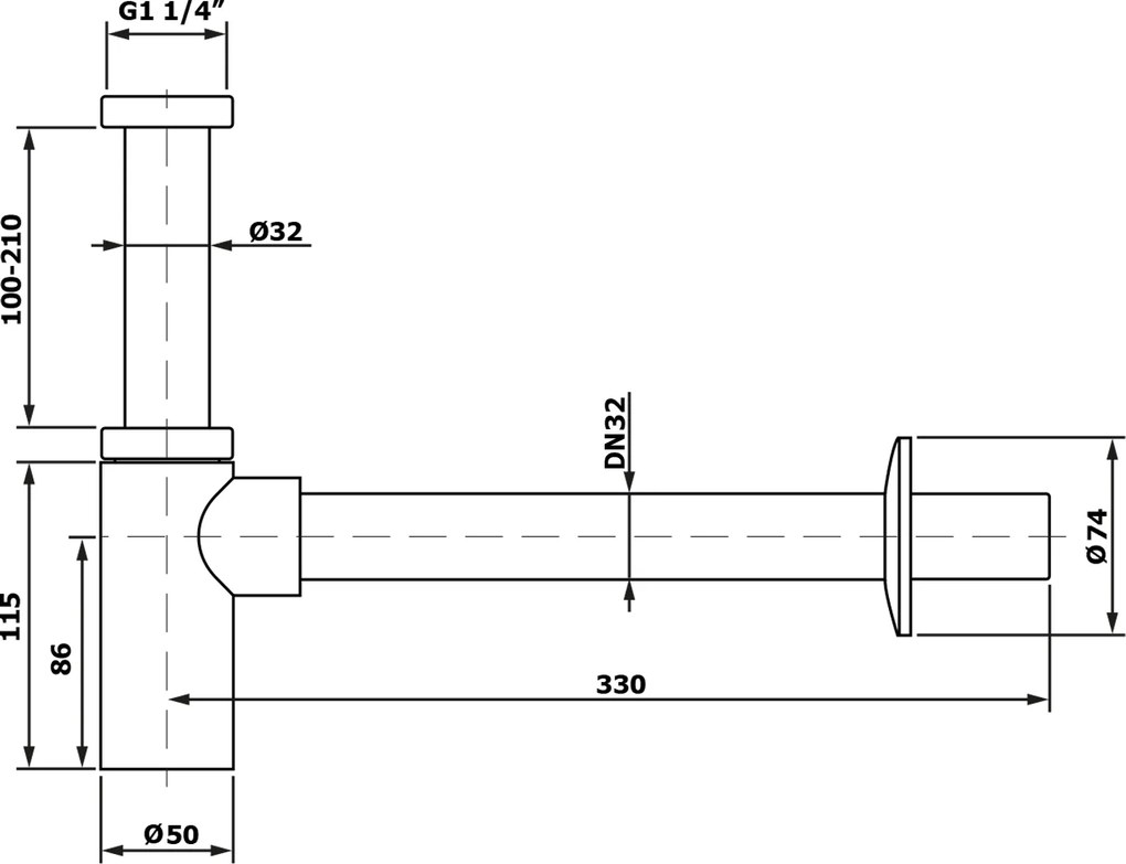 Bruckner umyvadlový sifon 5/4 DN 32mm kulatý chrom 151.209.1