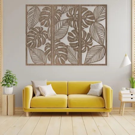 Třídílný obraz na zeď monstera | SENTOP HDF0523