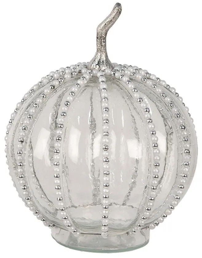 Transparentní skleněná dýně Pumpkin s korálky L - Ø 20*27 cm