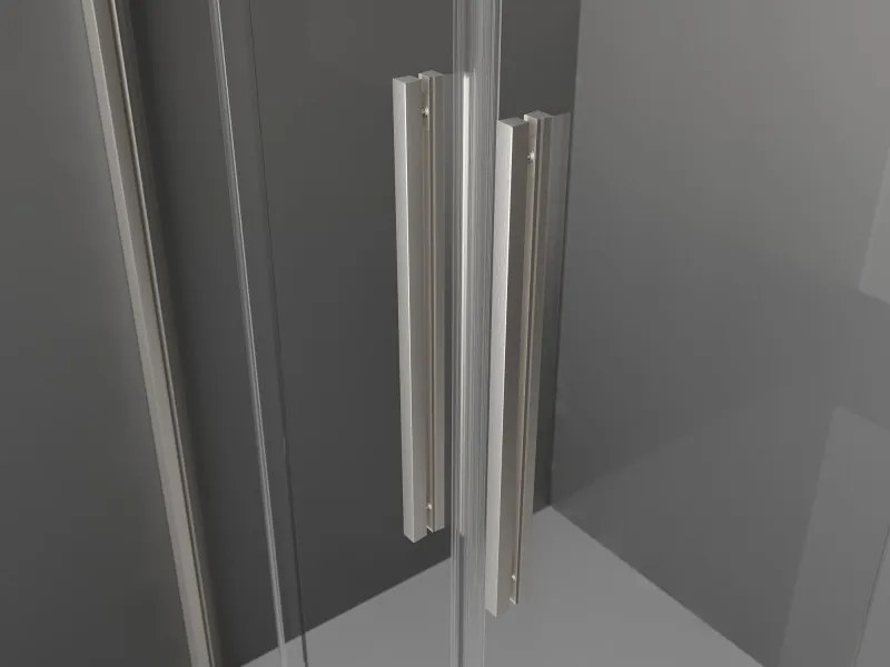 Mexen Velar L Duo, sprchový kout s posuvnými dveřmi 100 x 90 cm, 8mm sklo námraza, broušená ocel, 871-100-090-02-33-97
