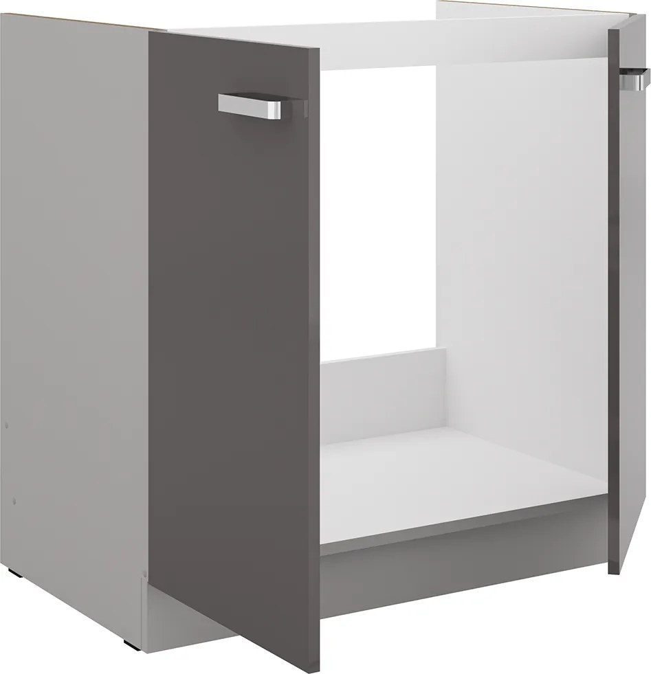 GREY gr | dolní skříňka 80 ZL 2F dřezová | 80 cm | světle šedá/tmavě šedá lesk