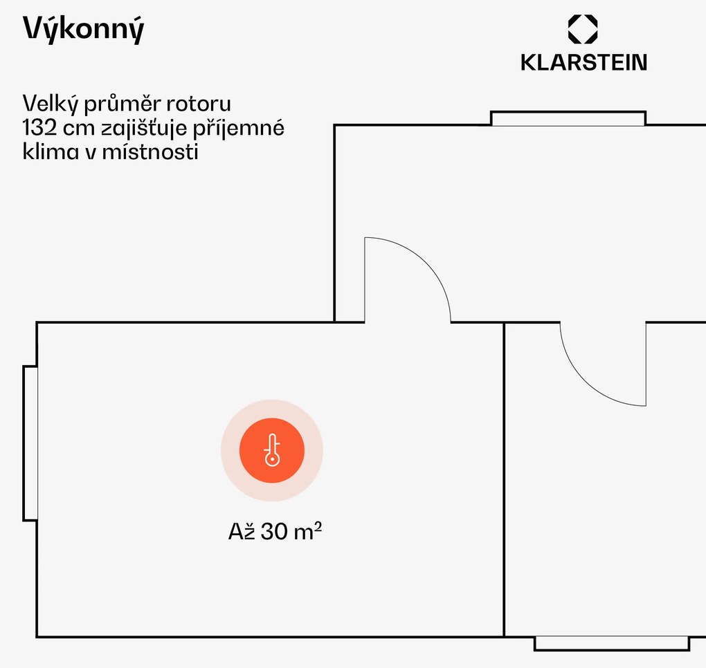 Klarstein Stropní ventilátor Santa Elena 52", 9 060 m³/h, 6 nastavení rychlosti, dálkové ovládání