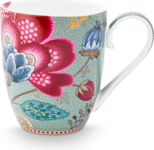 Pip Studio Blooming Tales sada 2ks XL hrnků 440 ml, modrá (Sada 2ks květinových hrnků v dárkové krabičce)