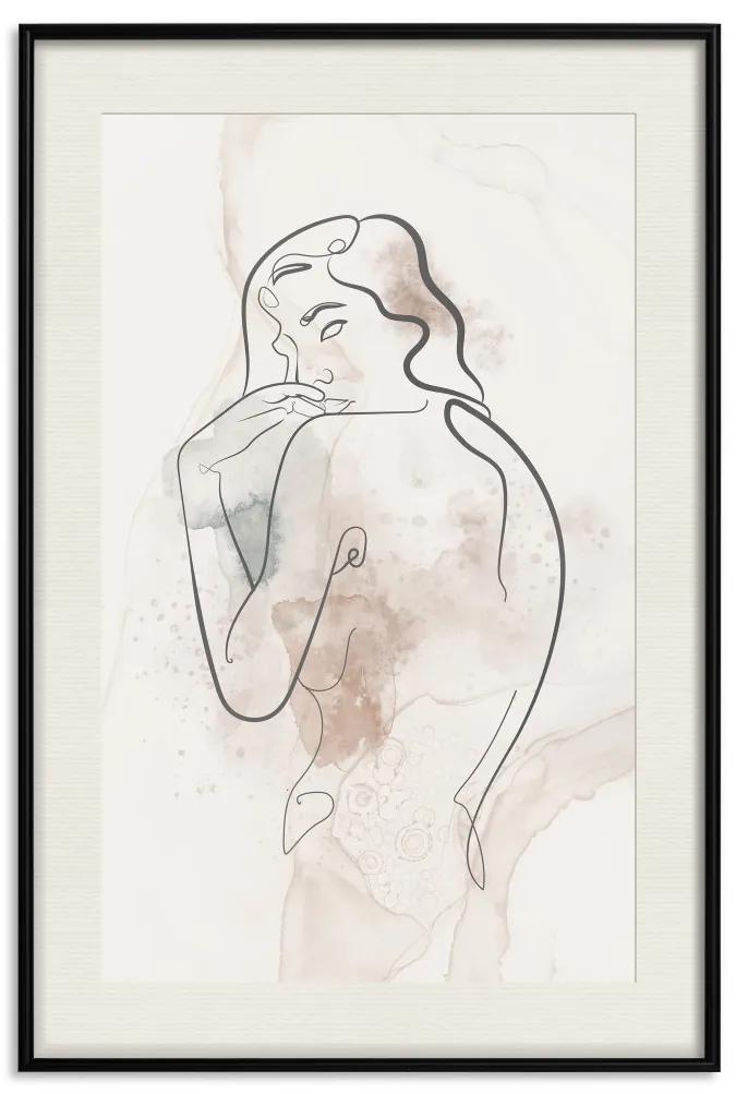 Plakát Zastydlá dáma - lineární zobrazení ženského polonaha