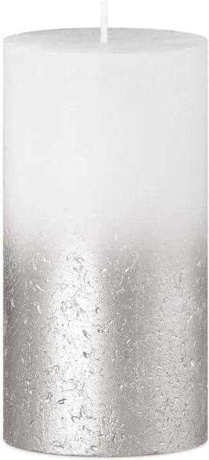 Bolsius Rustic Válec 68x130mm Stříbrný metalik bílá svíčka