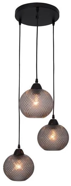 Nova Luce Závěsné svítidlo VIENTI tmavě šedé sklo, 30cm, E27 3x12W