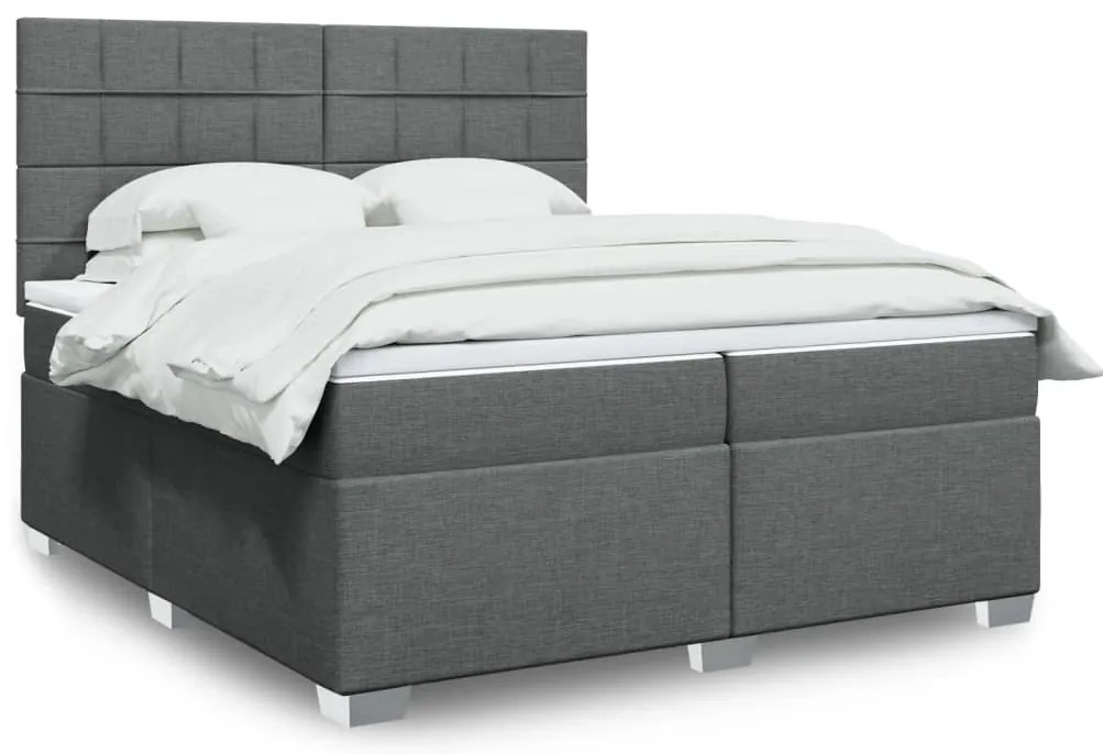 Box spring postel s matrací tmavě šedá 200x200 cm textil 3292896