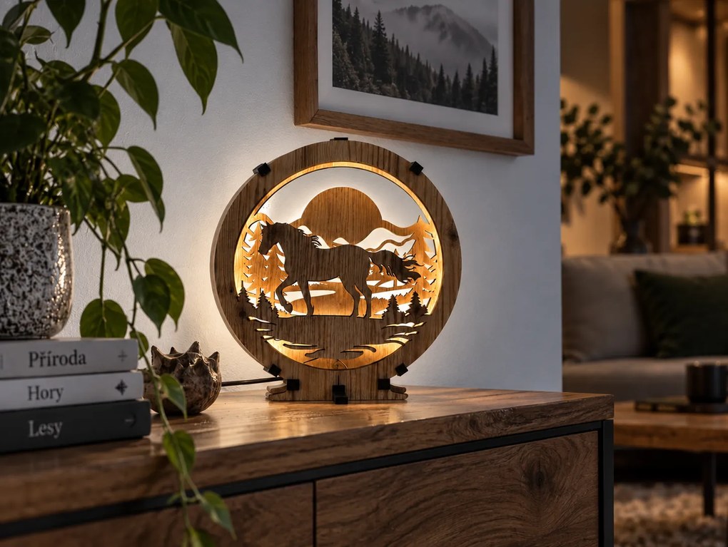 Li-Go "Kůň" lampa 20x22 cm provedení povrchu: jedle