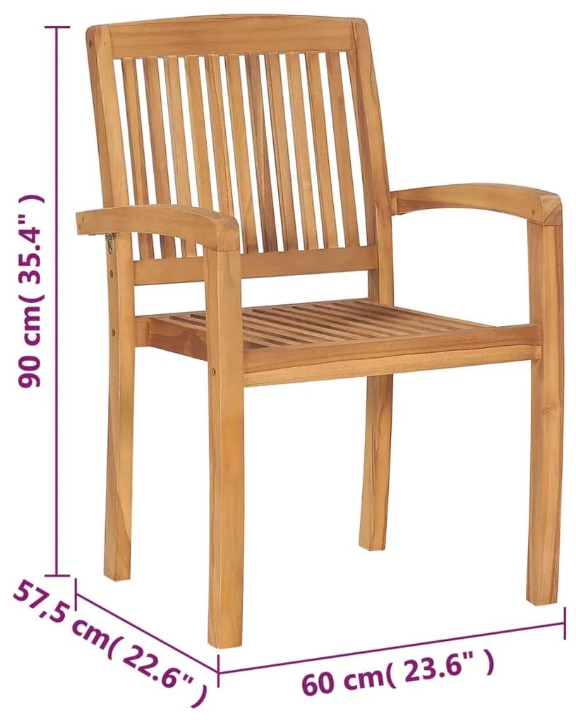 vidaXL Stohovatelné zahradní židle s poduškami 4 ks masivní teak