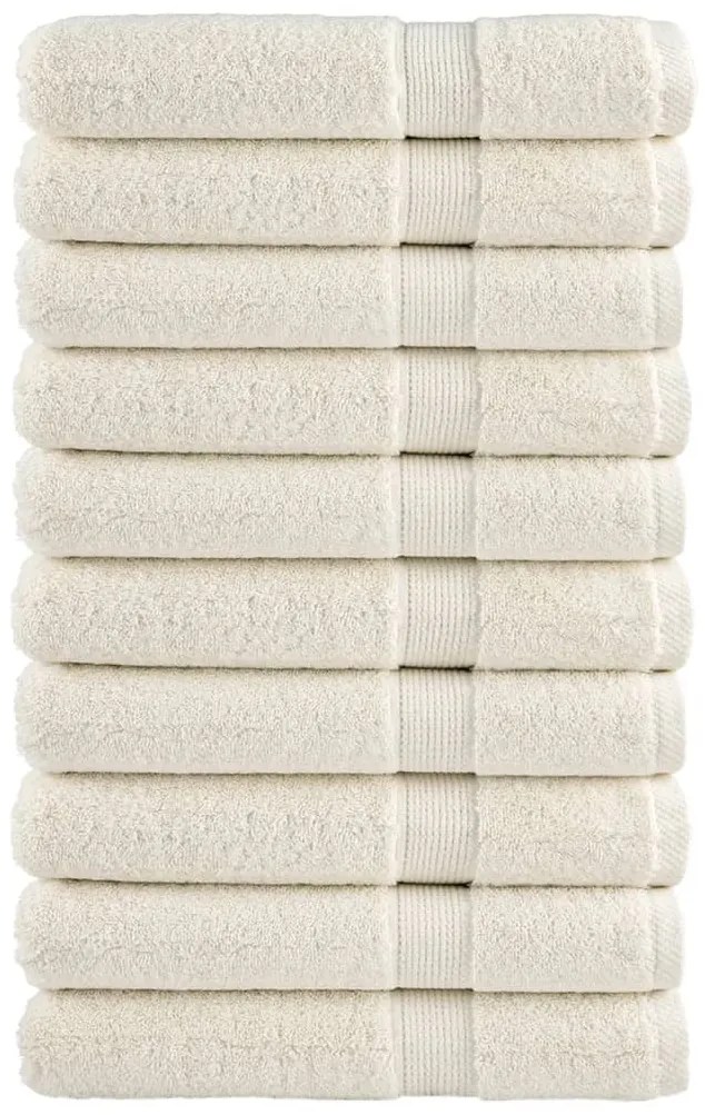 Premium ručníky SOLUND 10 ks krémové 100 x 200 cm 600 g/m² 137487