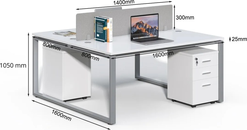 Kancelářská sestava 2 osoby Houseland Prime Max 01 160 cm bílá
