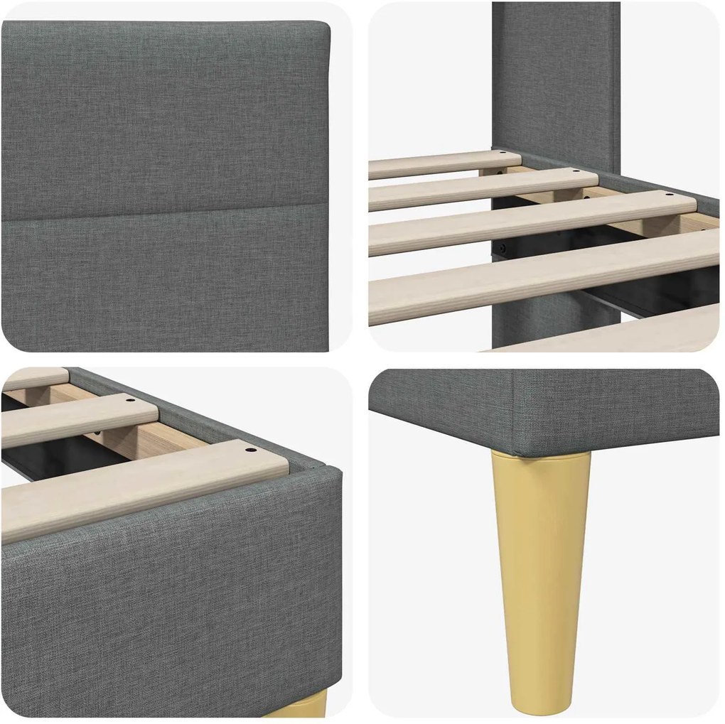 Rám postele s čelo Tmavě šedá 90 x 190 cm Textil 3414672