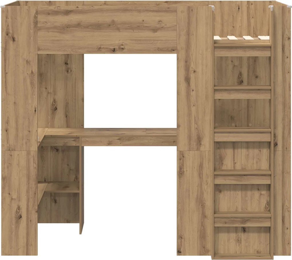Rám patrové postele se stolem Artisanový dub 90 x 200 cm 3410458