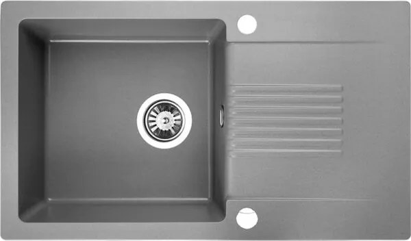 Laveo Celia, 1-komorový granitový dřez 760x440x185 mm s dlouhým odkapávačem, šedá, LAV-SBC_511T