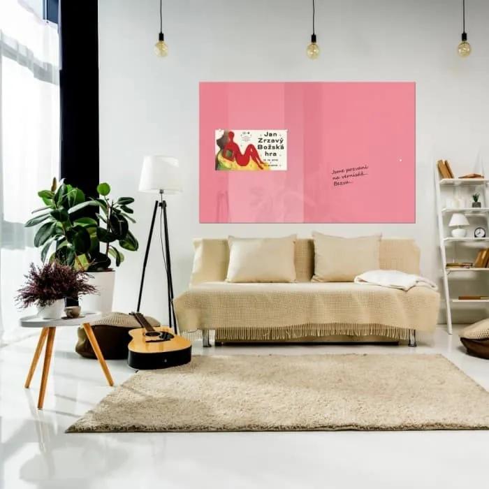 Růžová perlová firemní skleněná magnetická tabule Smatab® - 60 × 90 cm