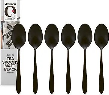 vtwonen Matt Black set 6 lžiček z nerezové oceli, černý (Čajové lžičky)