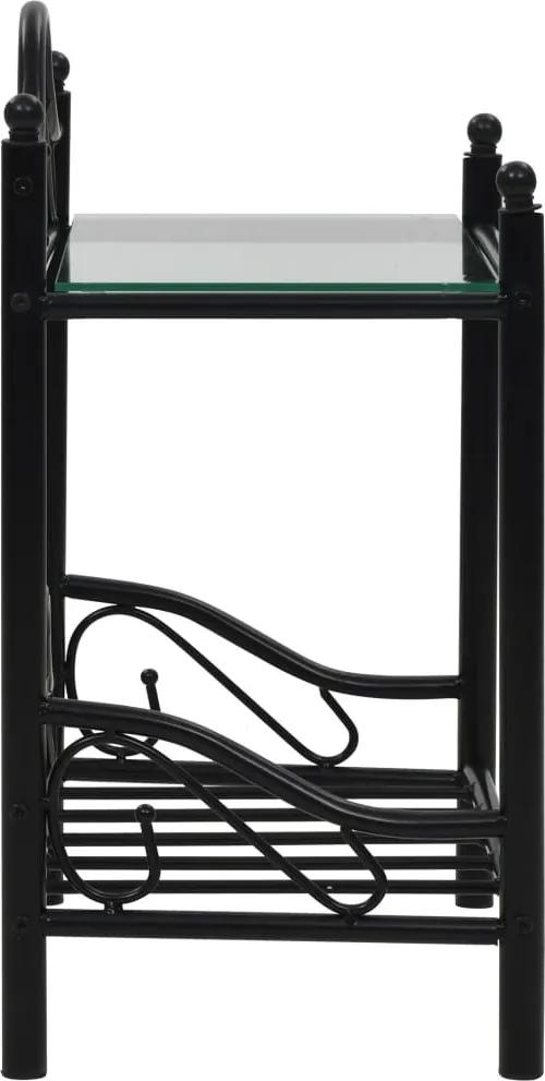 vidaXL Noční stolek z oceli a tvrzeného skla 45 x 30,5 x 60 cm [246726] Barva: Bílá