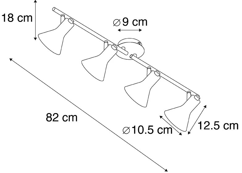 Moderní bodové svítidlo černé se zlatem 4-světlo - Magno