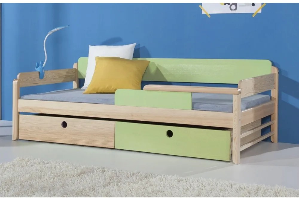 Dětská postel s úložným prostorem NATY, masiv borovice MEBLOBED