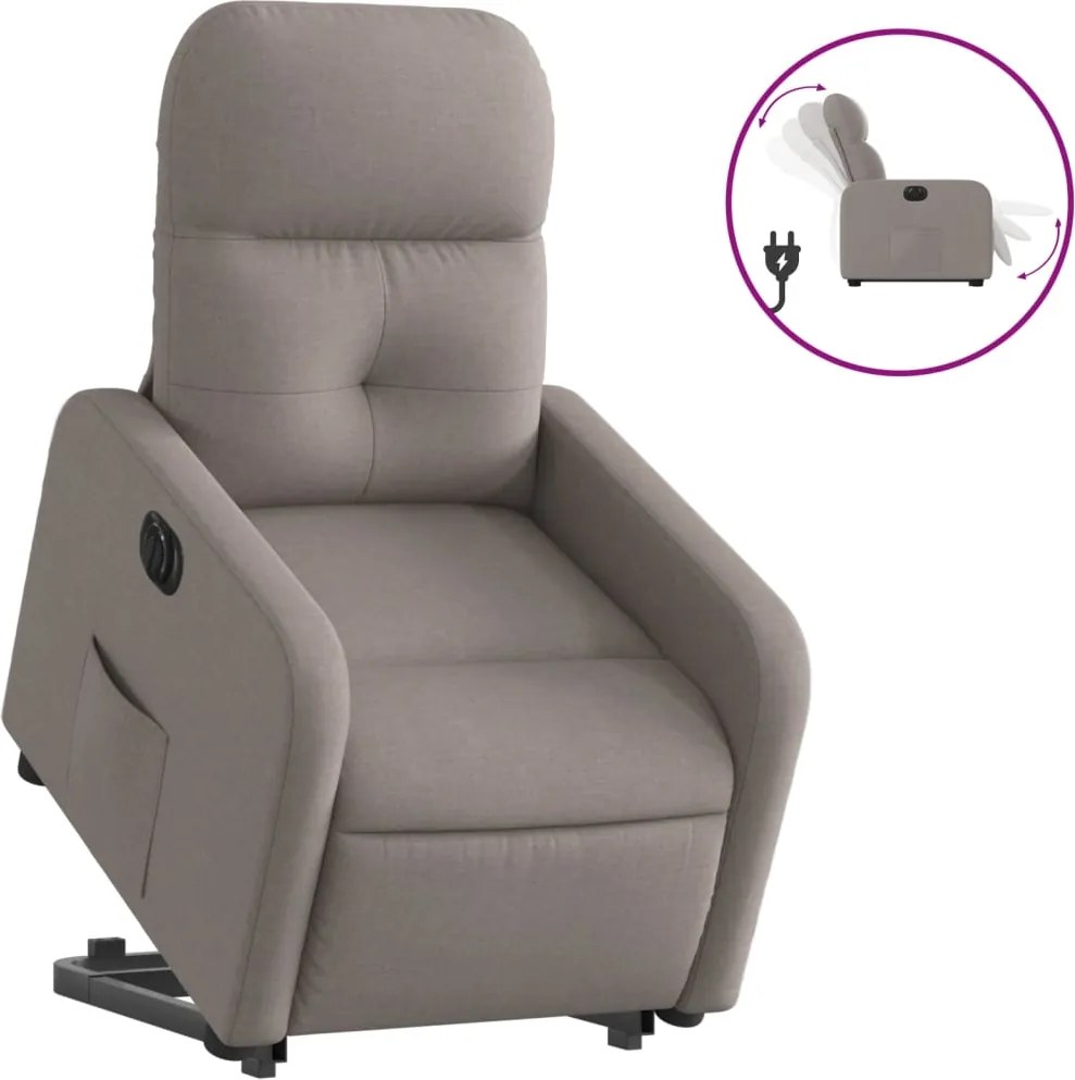 Elektrické zvedací polohovací křeslo taupe textil 3206820