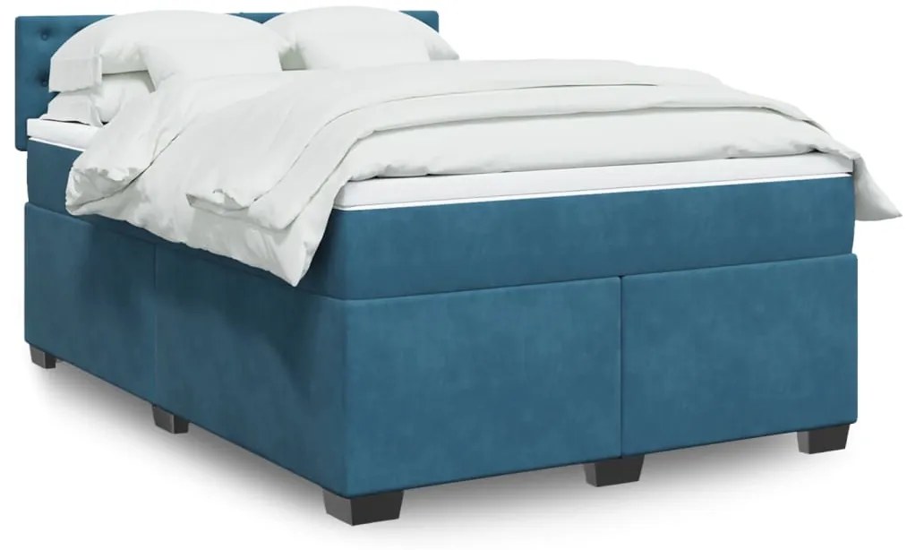 Box spring postel s matrací tmavě modrá 140x200 cm samet 3286346