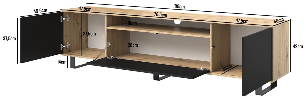 Televizní stolek 180 cm Airi Barva: Bílá