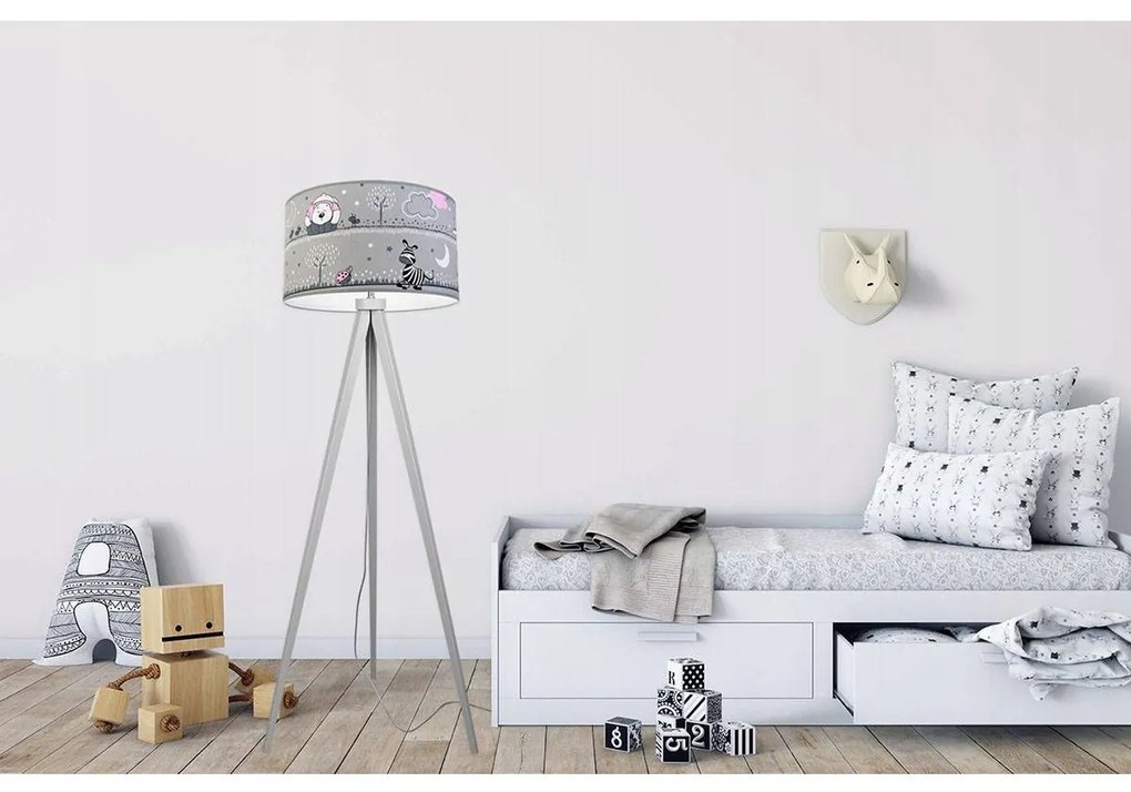 Dětská stojací lampa Ladybird, 1x textilní stínítko se vzorem, (výběr ze 2 barev konstrukce)