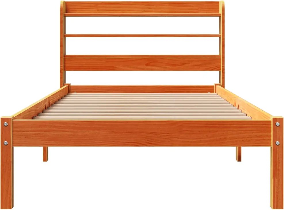 Rám postele s čelem voskově hnědý 100 x 200 cm masivní borovice 3306557