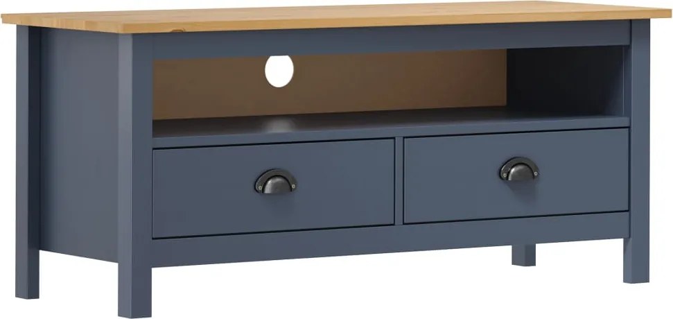 TV stolek Hill šedý 110 x 40 x 47 cm masivní borové dřevo 288925
