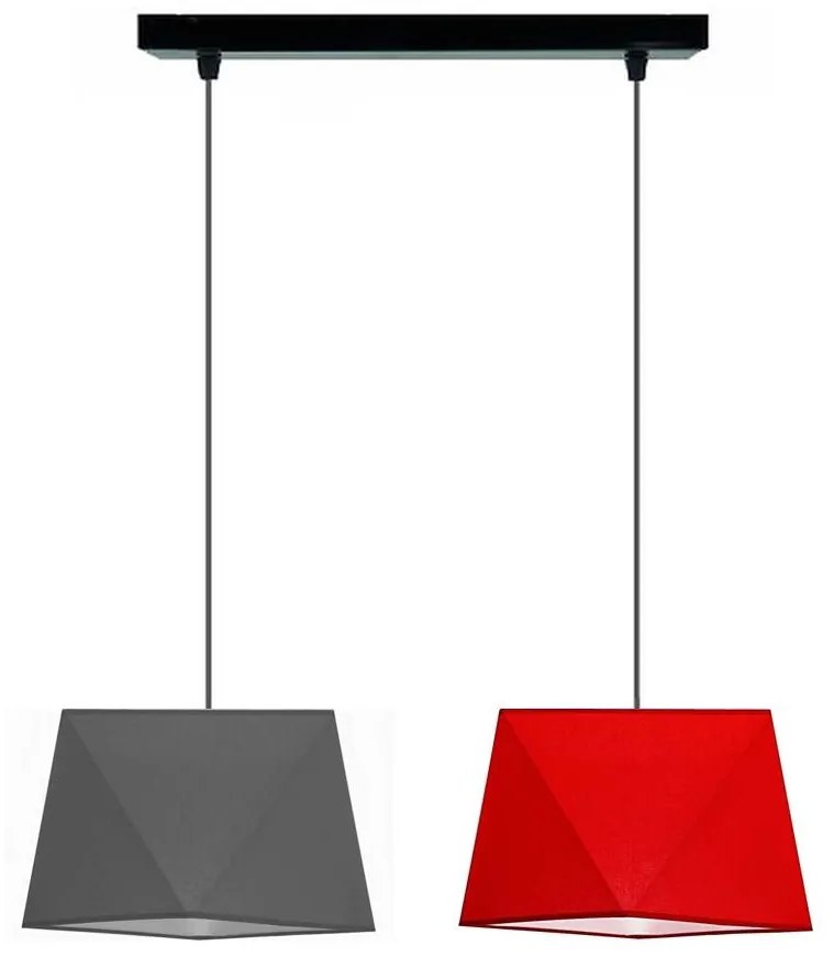 Moderní závěsné osvětlení na lanku DIJAMO, 2xE27, 60W, šedé, červené Bexlo DIJAMO