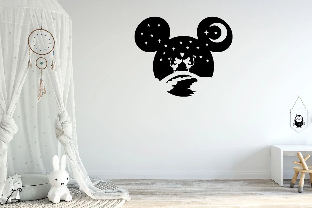 Lepy.cz Samolepka na zeď Mickey Mouse s hvězdnou oblohou Velikost (šířka x výška): 50x41cm, Barevná varianta: Krémová