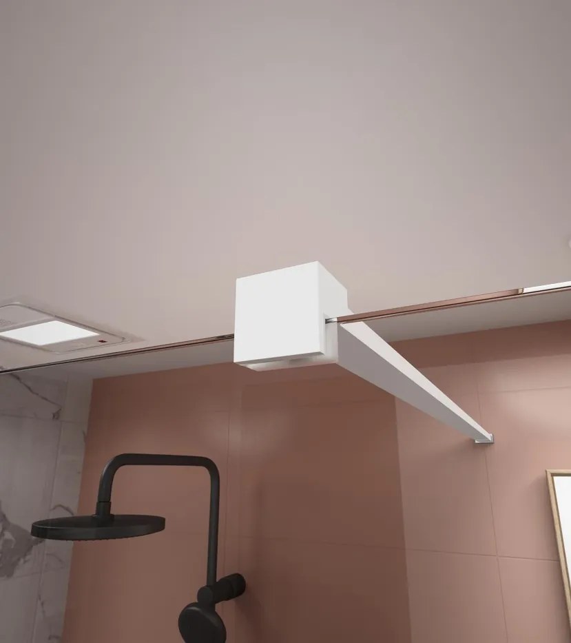 Erga Paris, stabilizační vzpěra pro sprchové zástěny o tloušťce skla 8mm, délka max. 100% 150cm, bílá matná, ERG-V02-PARIS-BAR-WH