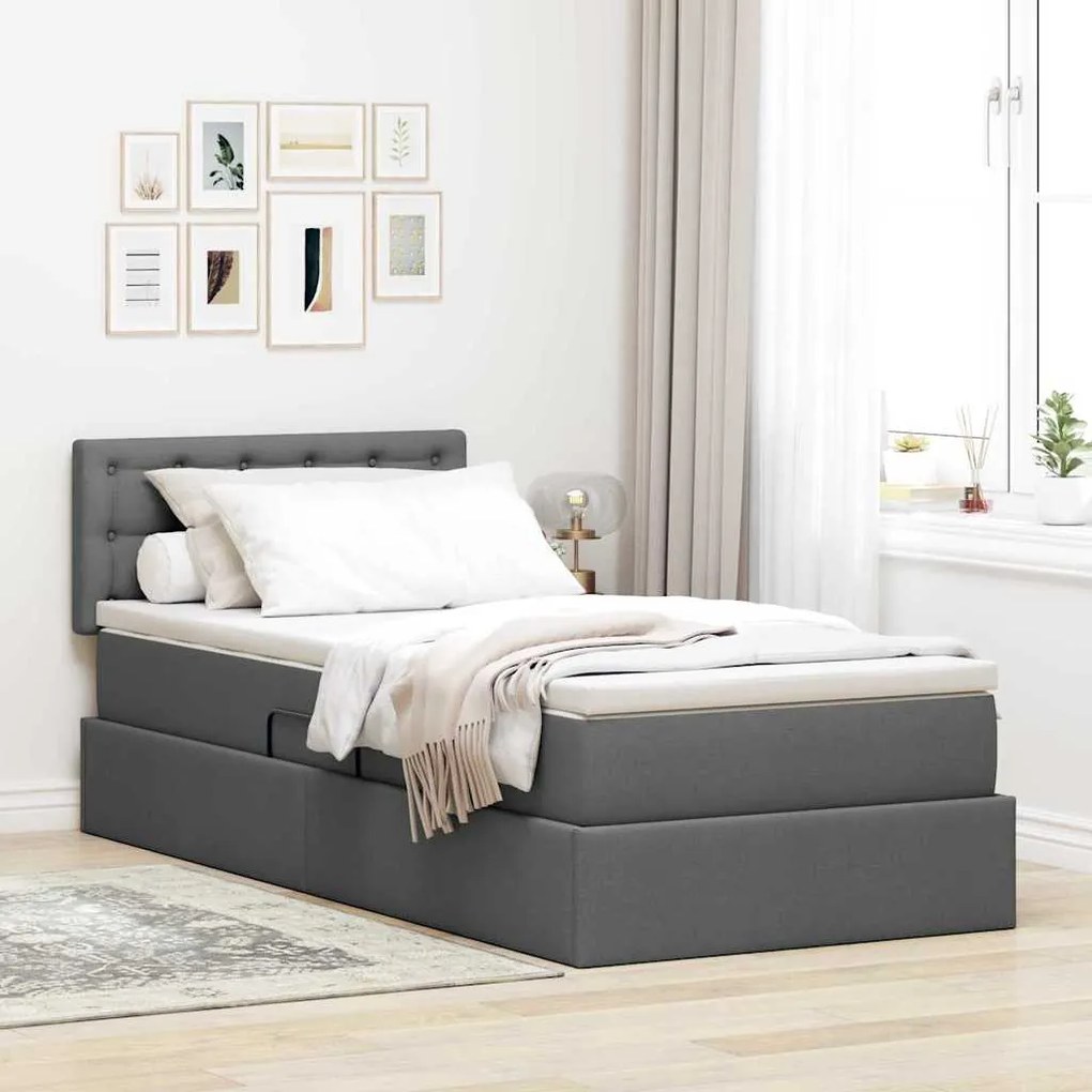 Postel s úložným prostorem a matrací Tmavě šedá 100 x 200 cm 3370615
