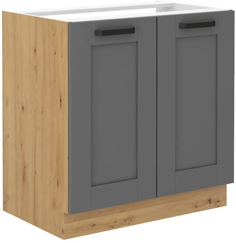 Kuchyňská skříňka LUNA 80 ZL 2F BB korpus: dub artisan, barva dvířek: šedá DUST
