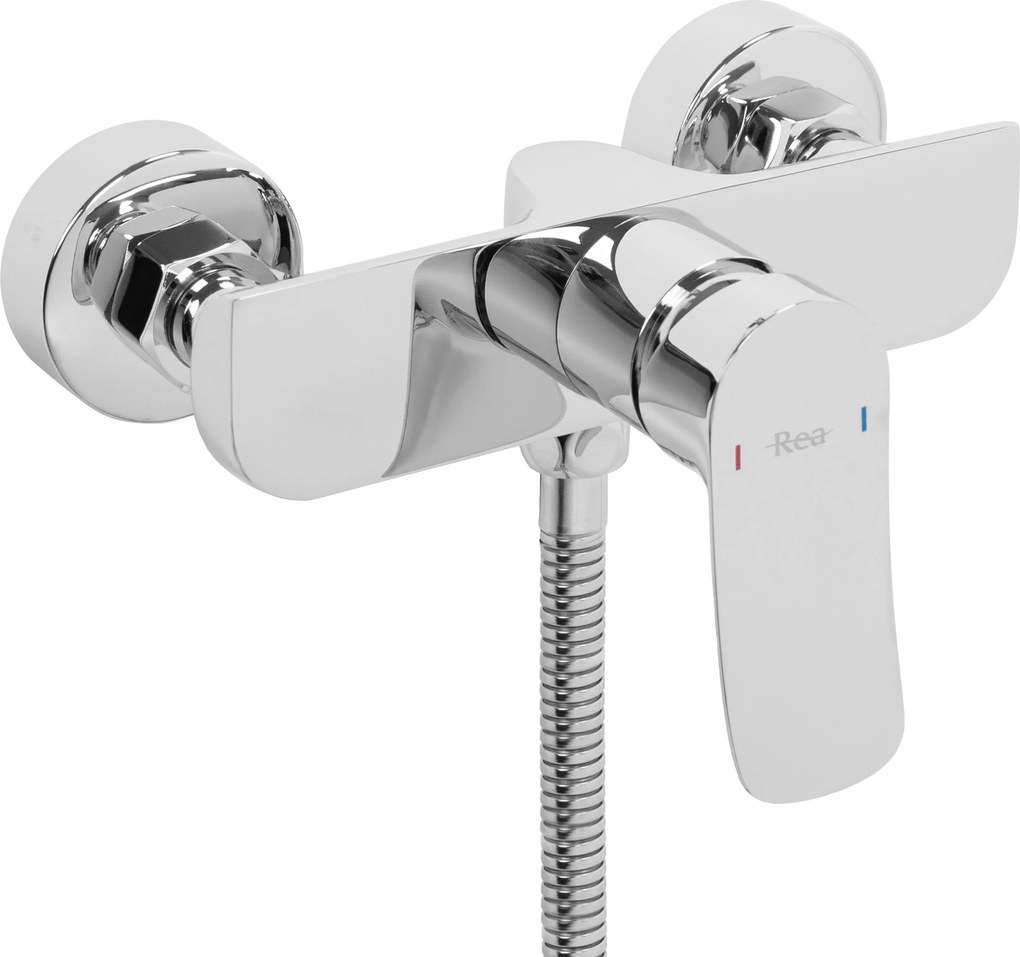 Rea Dart, nástěnná sprchová baterie 150 mm s ruční bodovou sprchovou soupravou, chromová, REA-B3303