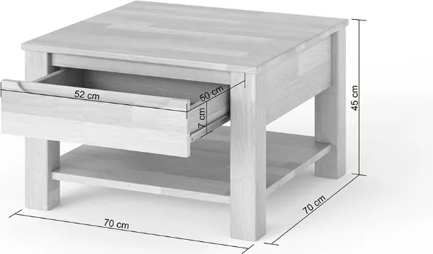Massivo.cz Konferenční stolek Winten 1SH, 70x70 cm, dub, masiv - horní