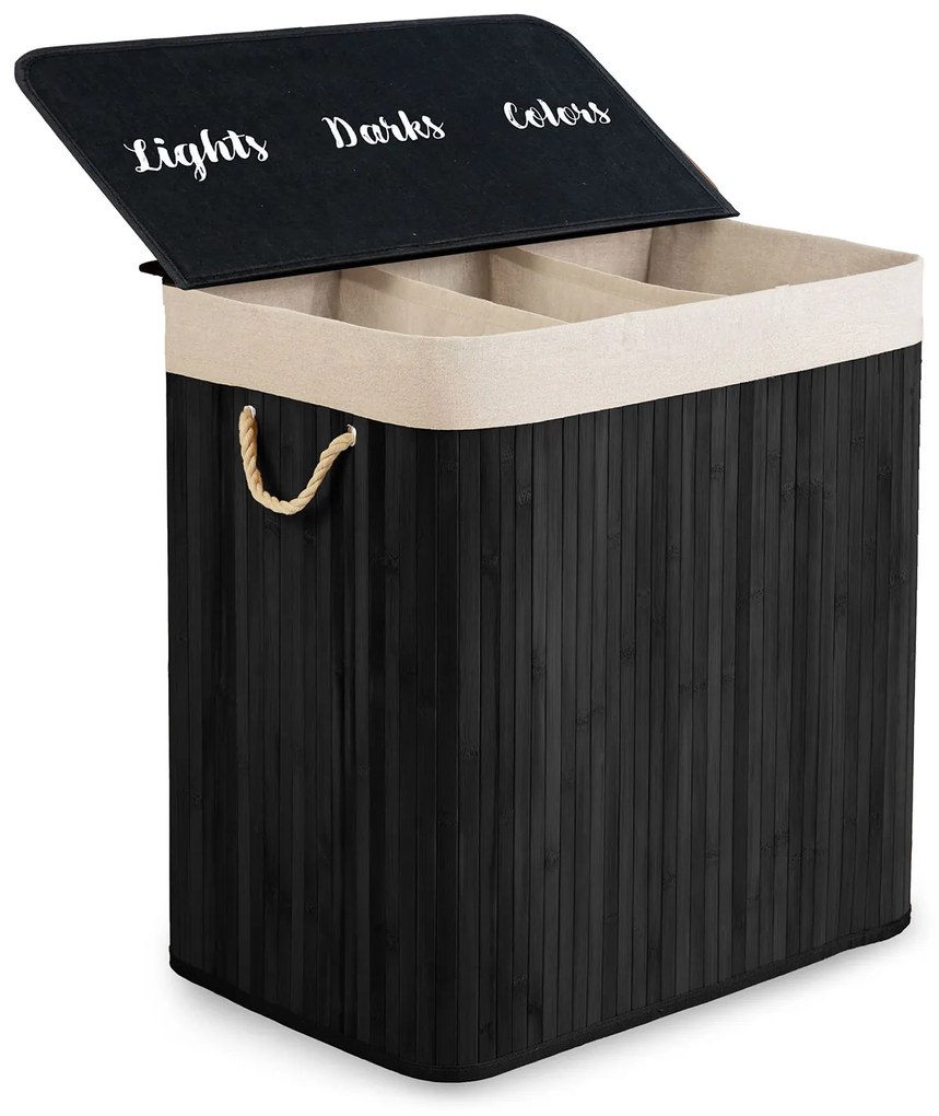 Bambusový koš na prádlo s víkem 150 l ekologický a moderní design Massido