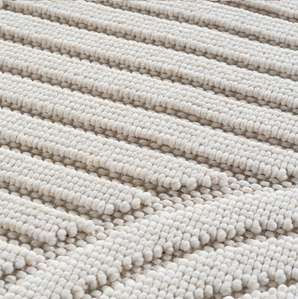 Ayyildiz, Kusový koberec Helix 2201 cream kruh, 80x80, bílá, chodba / předsíň