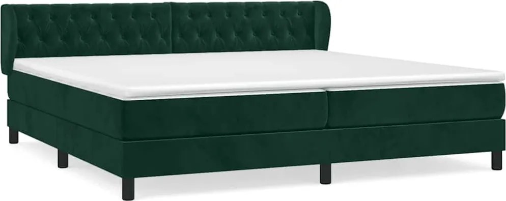 Box spring postel s matrací tmavě zelená 200x200 cm samet 3127694
