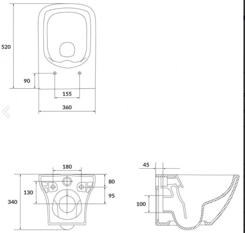 Cersanit Larga square Clean On, závěsná wc mísa 3/5 l + sedátko s pomalým zavíráním z duroplastu, bílá, S701-473