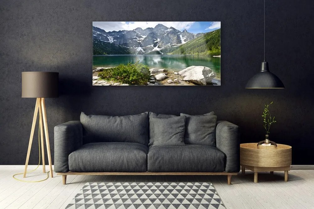 akrylový obraz Jezero Hory Krajina 120x60 cm