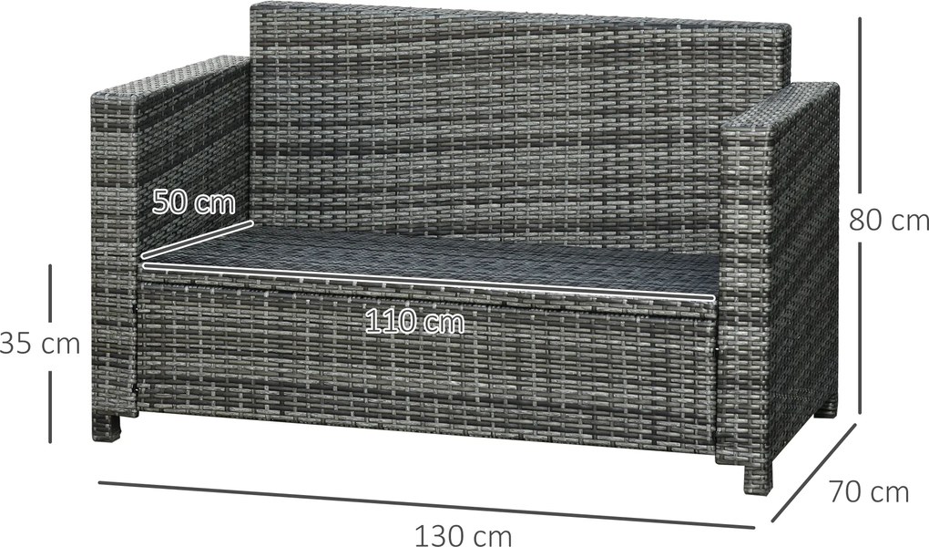 Kovový a polyesterový povlak na polštář HOMCOM 130x70x80cm na terasu a balkon, odolný proti povětrnostním vlivům a pohodlný | Aosom.de