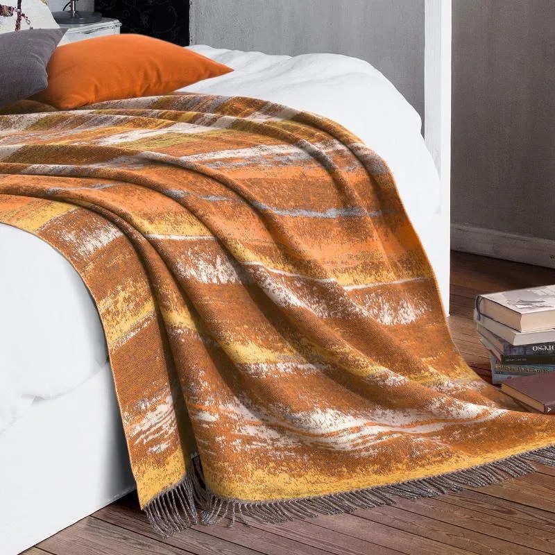 SCANquilt vlněný pléd LAMB SOFT litorale oranžovohnědá střední 130 x 200 cm