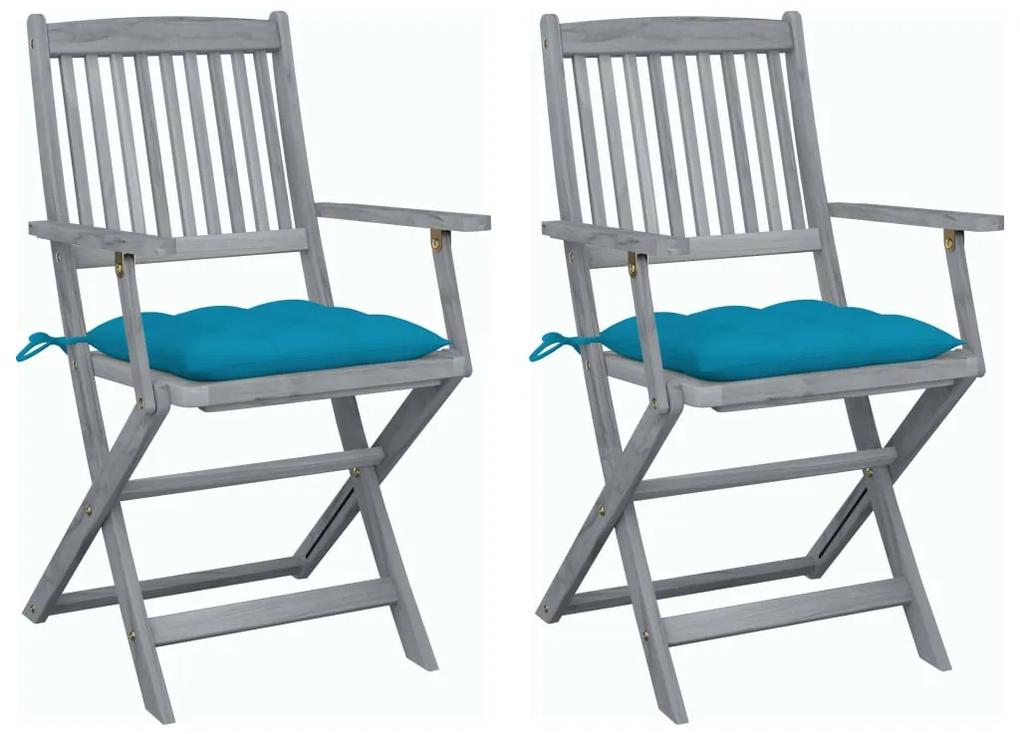 Skládací zahradní židle s poduškami 2 ks masivní akáciové dřevo,  3064501