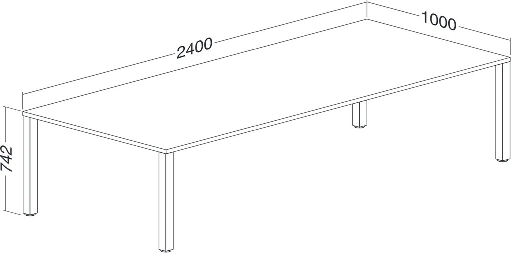 Jednací stůl ProOffice 240 x 100 cm, bílá