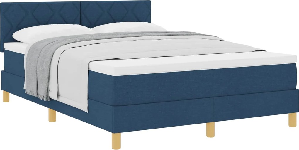 Postel s boxspringem s polštářem Modrá 140 x 200 cm textil 3339006