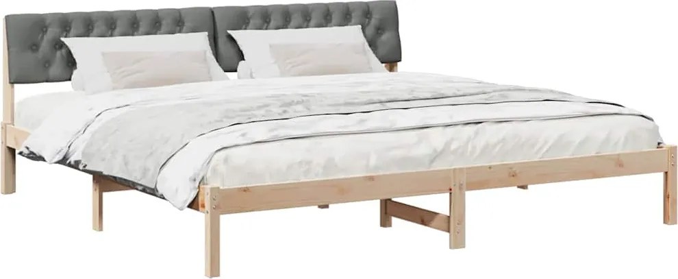 Rám postele s čelo hnědá a tmavě šedá 200 x 200 cm 3394339