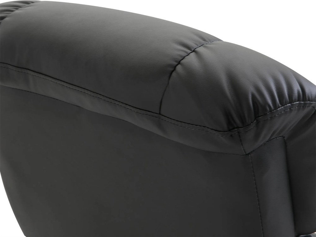 Televizní křeslo HOMCOM s funkcí polohování, hluboké čalounění, vysoký opěrák a područky, otočné o 360°, imitace kůže, 76L x 80W x 102H cm, černá | A…