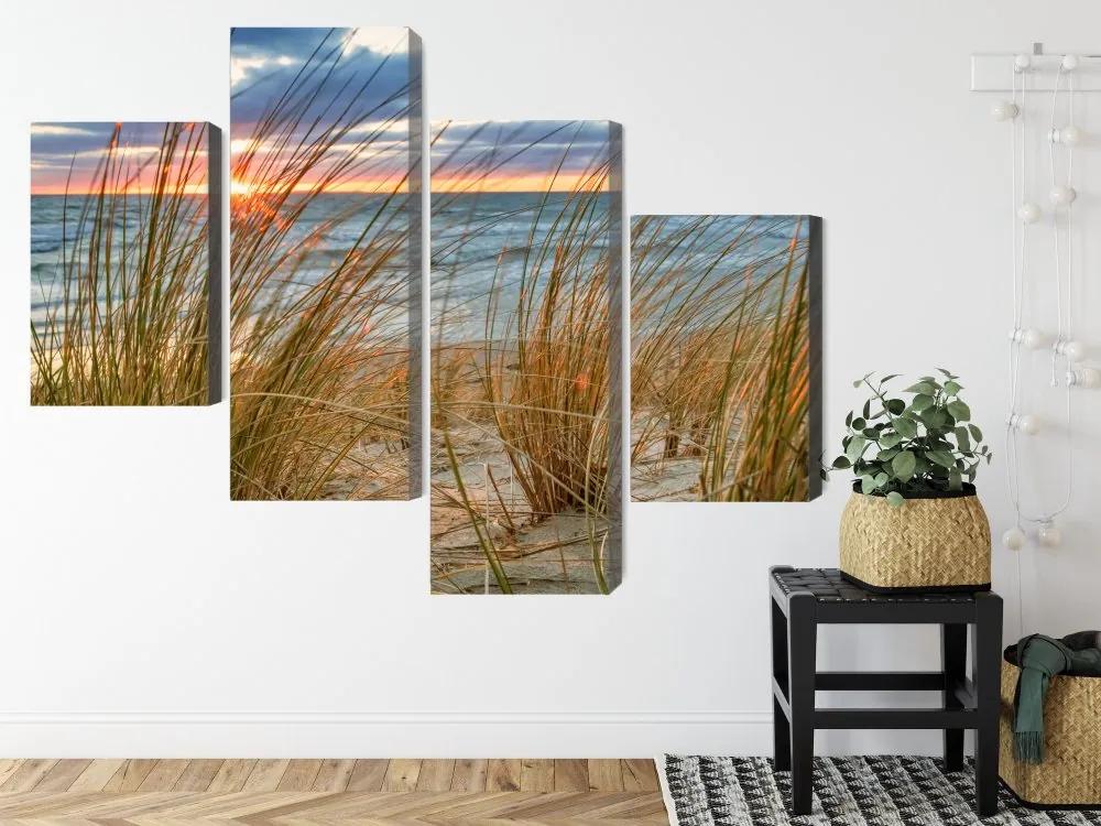Vícedílný obraz Východ Slunce Na Pláži Rujána Nedostatek Nedostatek Přírodní plátno 240x150